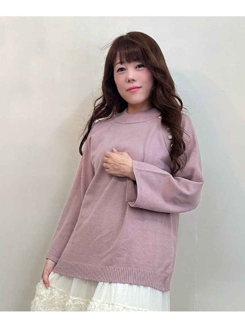 【楽天市場】【SALE／25%OFF】アソート釦付スリット袖ニット axes femme アクシーズファム トップス ニット ホワイト ピンク ...