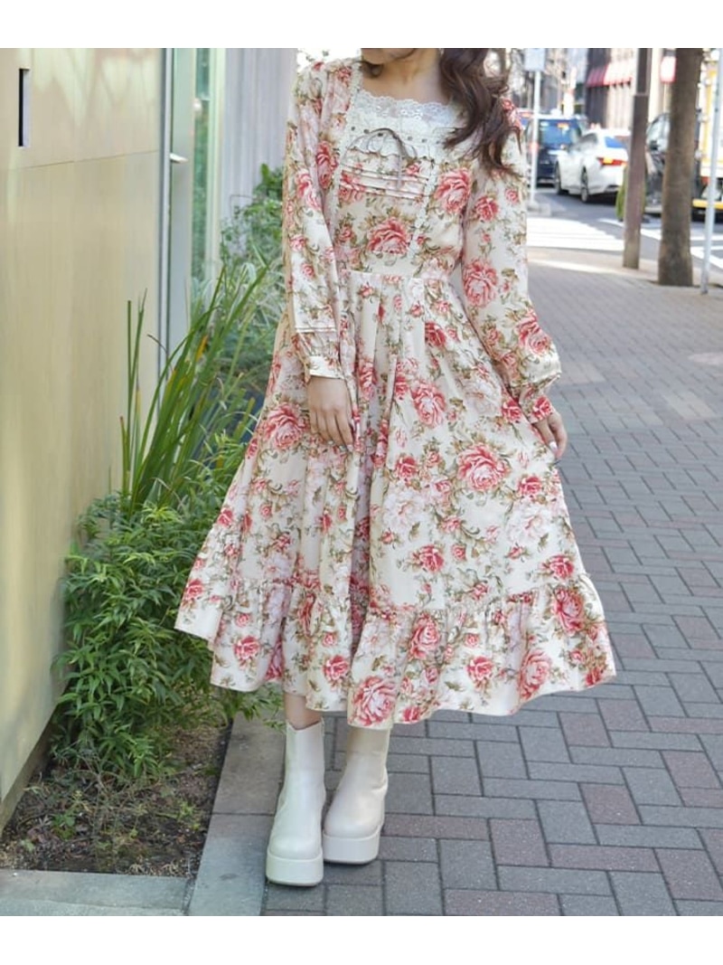 【楽天市場】ブルームフラワー柄ワンピース axes femme アクシーズファム ワンピース・ドレス ワンピース グリーン ベージュ【送料無料】[Rakuten Fashion]：axes femme