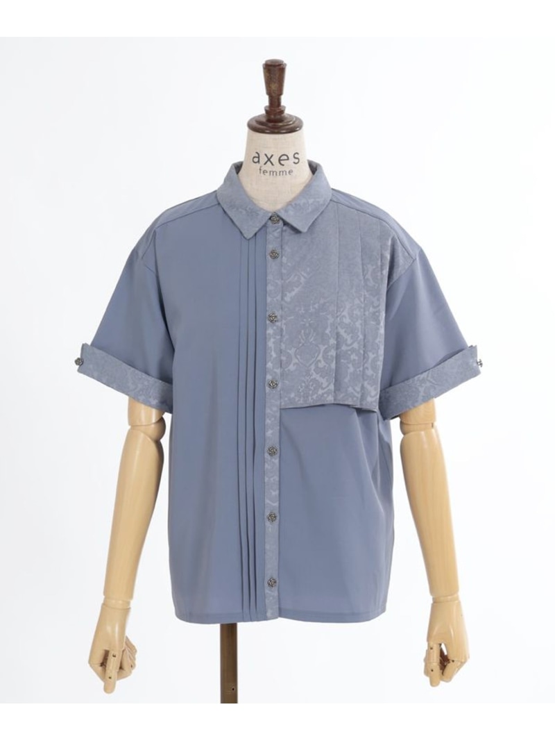 【楽天市場】【SALE／44%OFF】ジャカード切替シャツ axes femme アクシーズファム トップス シャツ・ブラウス ブルー ネイビー ブラック【RBA_E】[Rakuten ...