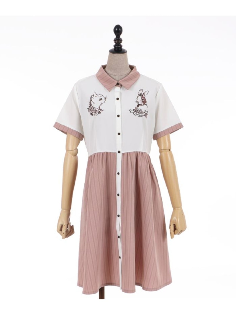 【楽天市場】【SALE／69%OFF】アニマル刺繍シャツOP axes femme POETIQUE アクシーズファム ワンピース・ドレス シャツワンピース グレー ブラック ピンク【RBA ...