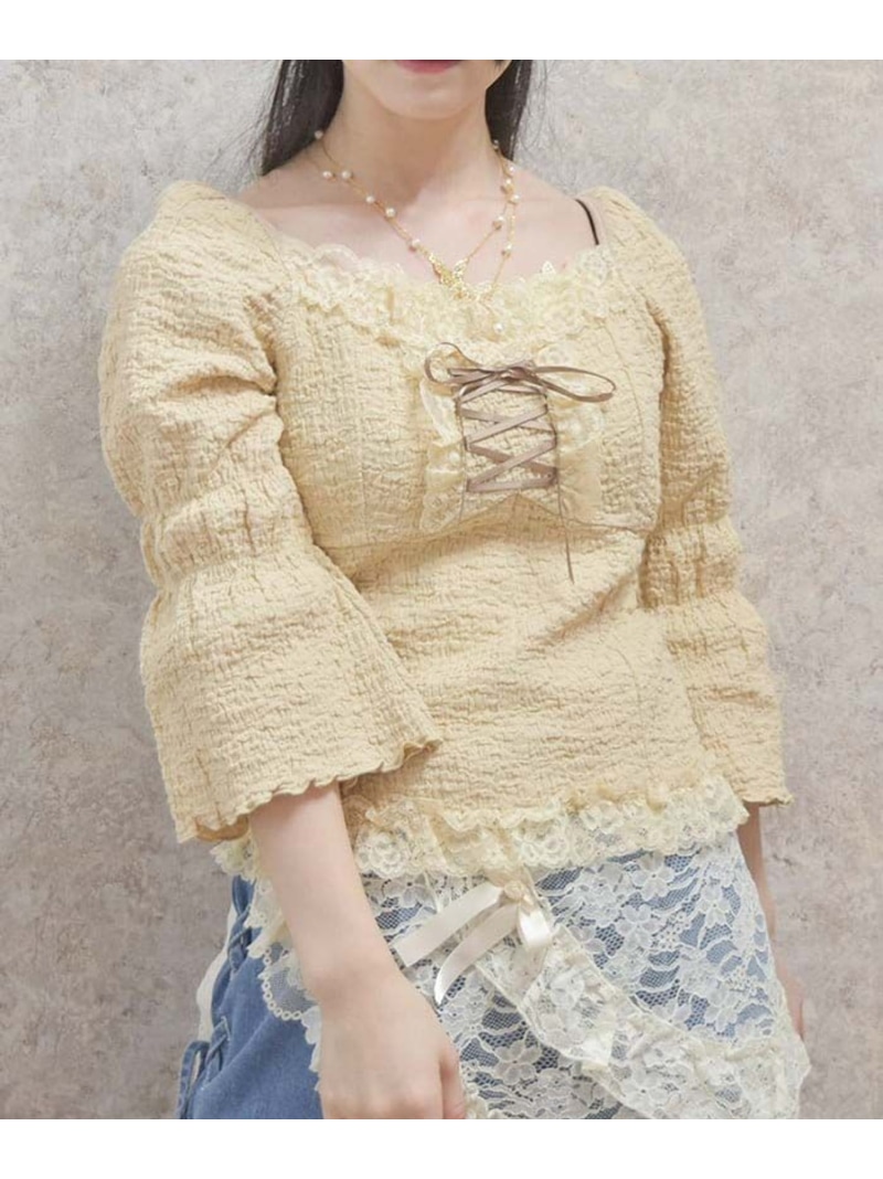 【楽天市場】レースアップPO axes femme アクシーズファム トップス カットソー・Tシャツ ベージュ【送料無料】[Rakuten Fashion]：axes femme