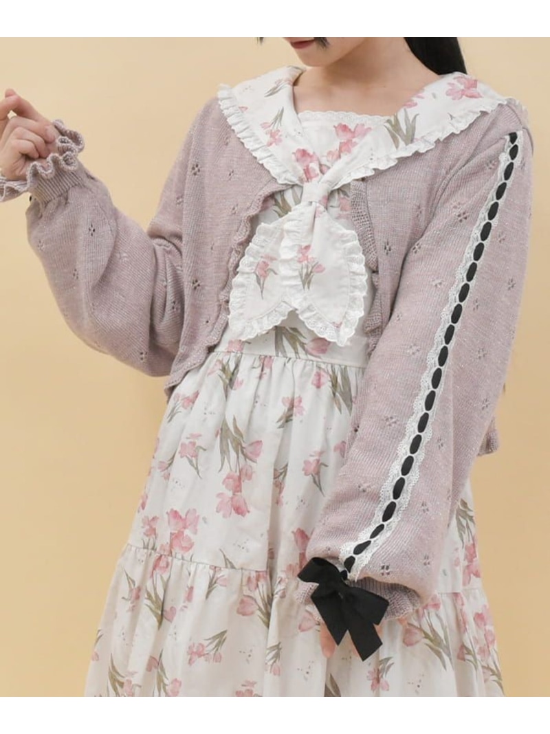 【楽天市場】【SALE／50%OFF】フリルラメニットボレロ axes femme POETIQUE アクシーズファム トップス カーディガン ベージュ パープル ピンク【RBA_E ...