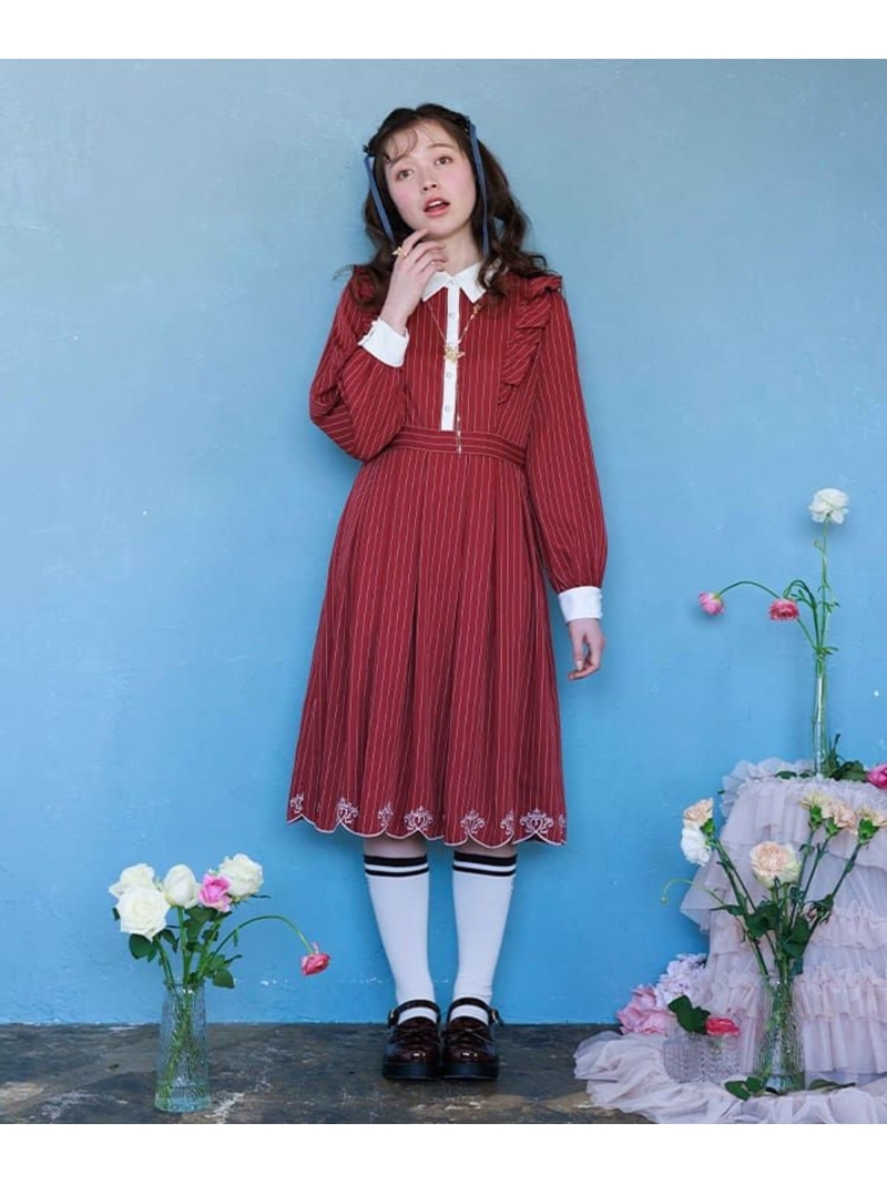 【楽天市場】【SALE／28%OFF】スカラップ刺繍バイカラーワンピース axes femme アクシーズファム ワンピース・ドレス ワンピース ブルー【RBA_E】【送料無料 ...