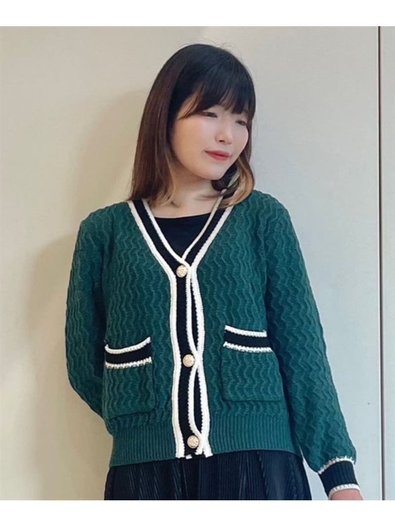 【楽天市場】【SALE／44%OFF】配色ラインニットカーディガン axes femme アクシーズファム トップス カーディガン グレー ホワイト ブラック グリーン【RBA_E ...