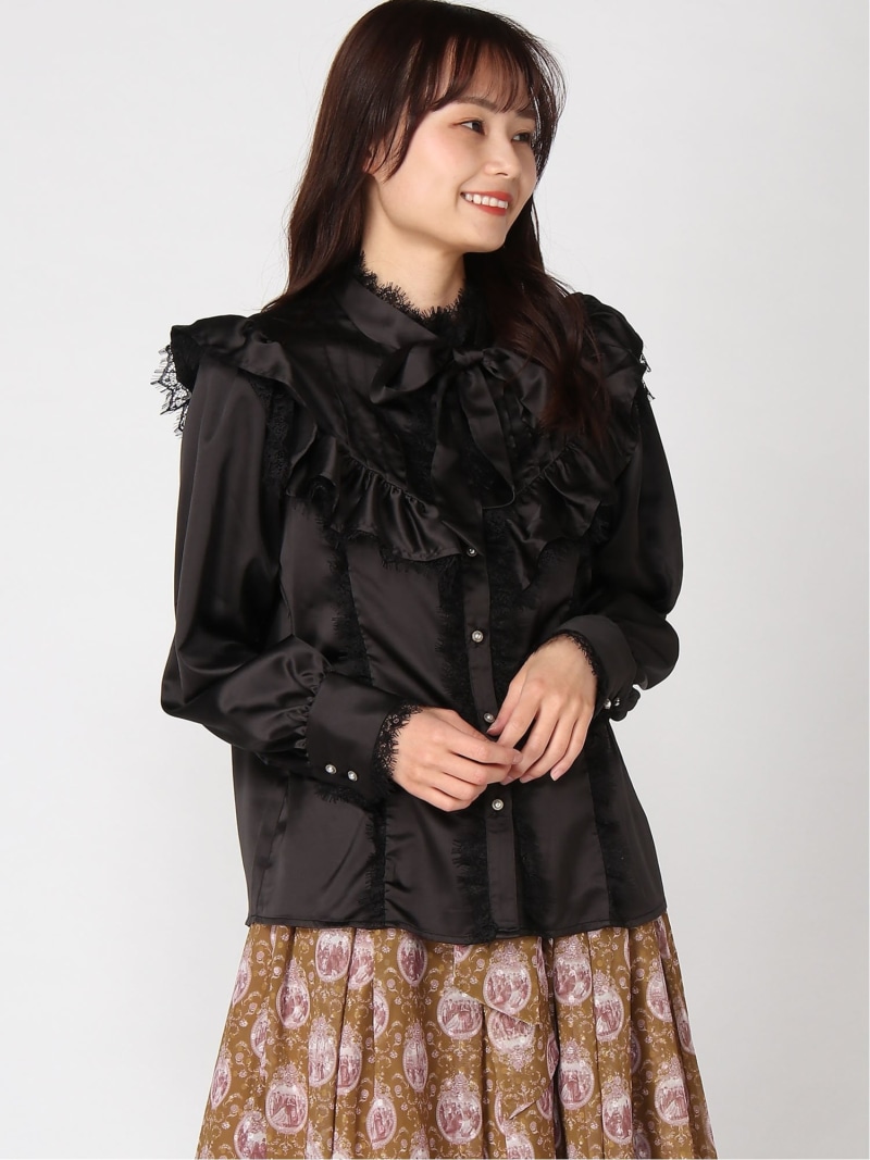 【楽天市場】【SALE／33%OFF】(W)サテンフリルブラウス axes femme アクシーズファム トップス シャツ・ブラウス ベージュ【RBA_E】【送料無料】[Rakuten ...