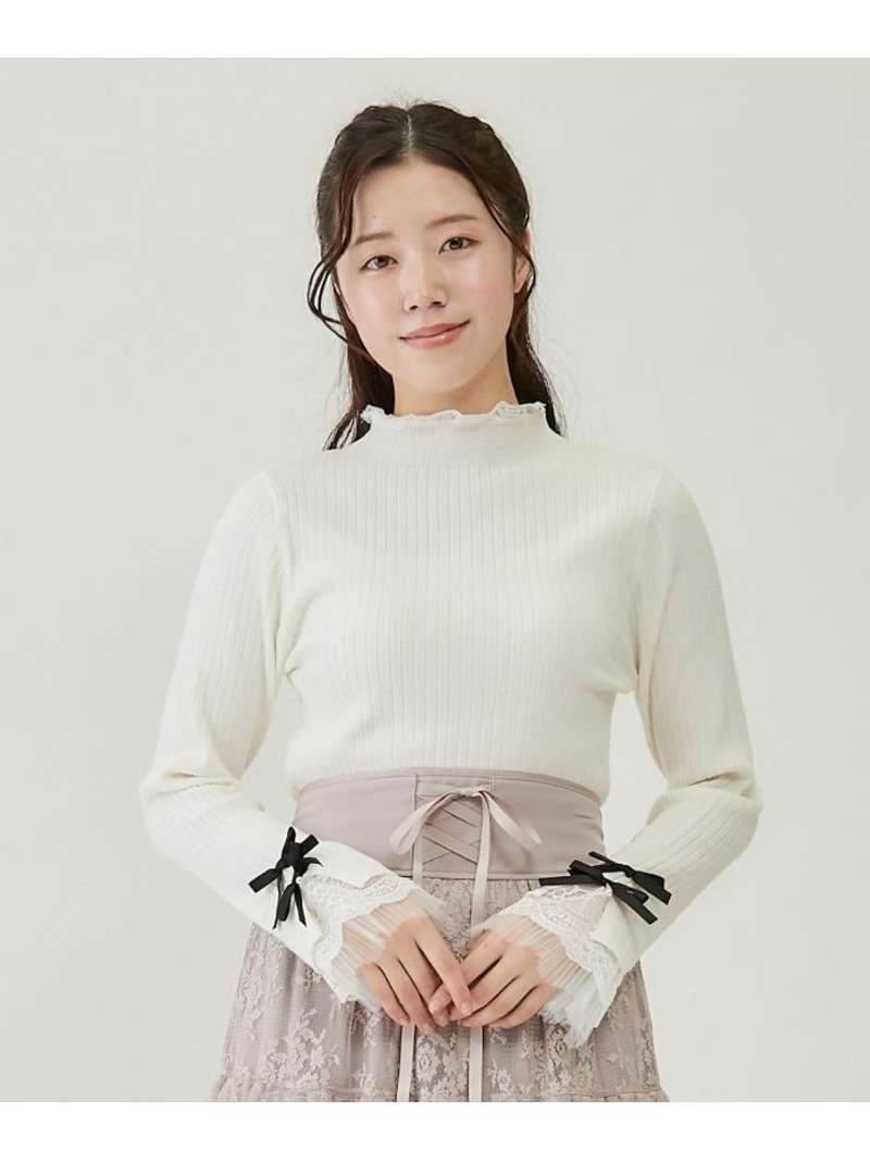 【楽天市場】【SALE／55%OFF】袖レースデザインラメニット axes femme アクシーズファム トップス ニット ピンク ホワイト ネイビー【RBA_E】[Rakuten ...