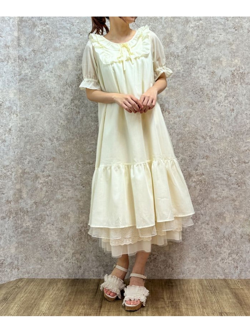 【楽天市場】【SALE／33%OFF】コットン風フリルAラインワンピース axes femme アクシーズファム ワンピース・ドレス ワンピース ホワイト イエロー ブラック【RBA_E ...