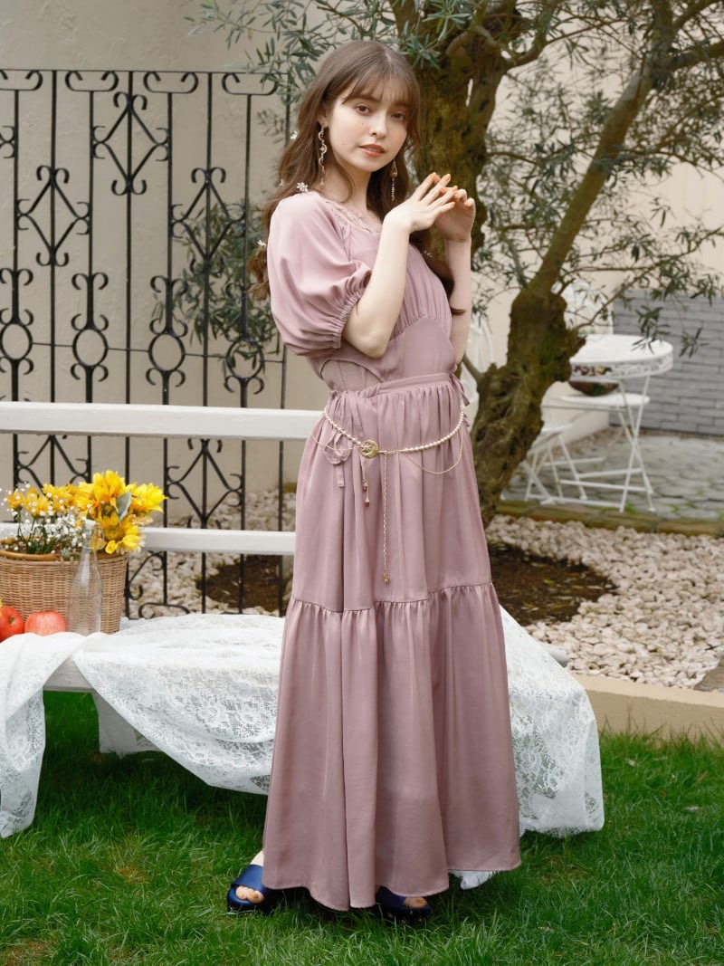 【楽天市場】【SALE／71%OFF】パフ袖ウエストカットOP axes femme POETIQUE アクシーズファム ワンピース・ドレス シャツワンピース グリーン ブラック ピンク ...