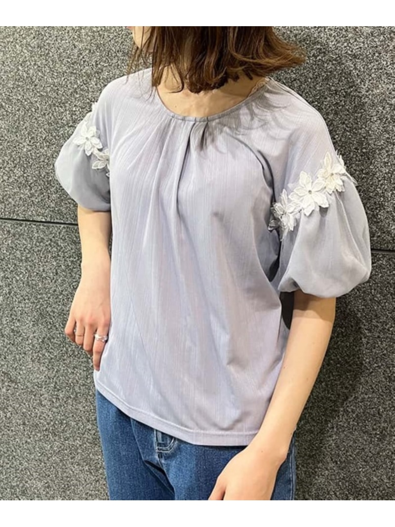 【楽天市場】【SALE／62%OFF】フラワーレースパフ袖リブプルオーバー axes femme アクシーズファム トップス カットソー・T ...