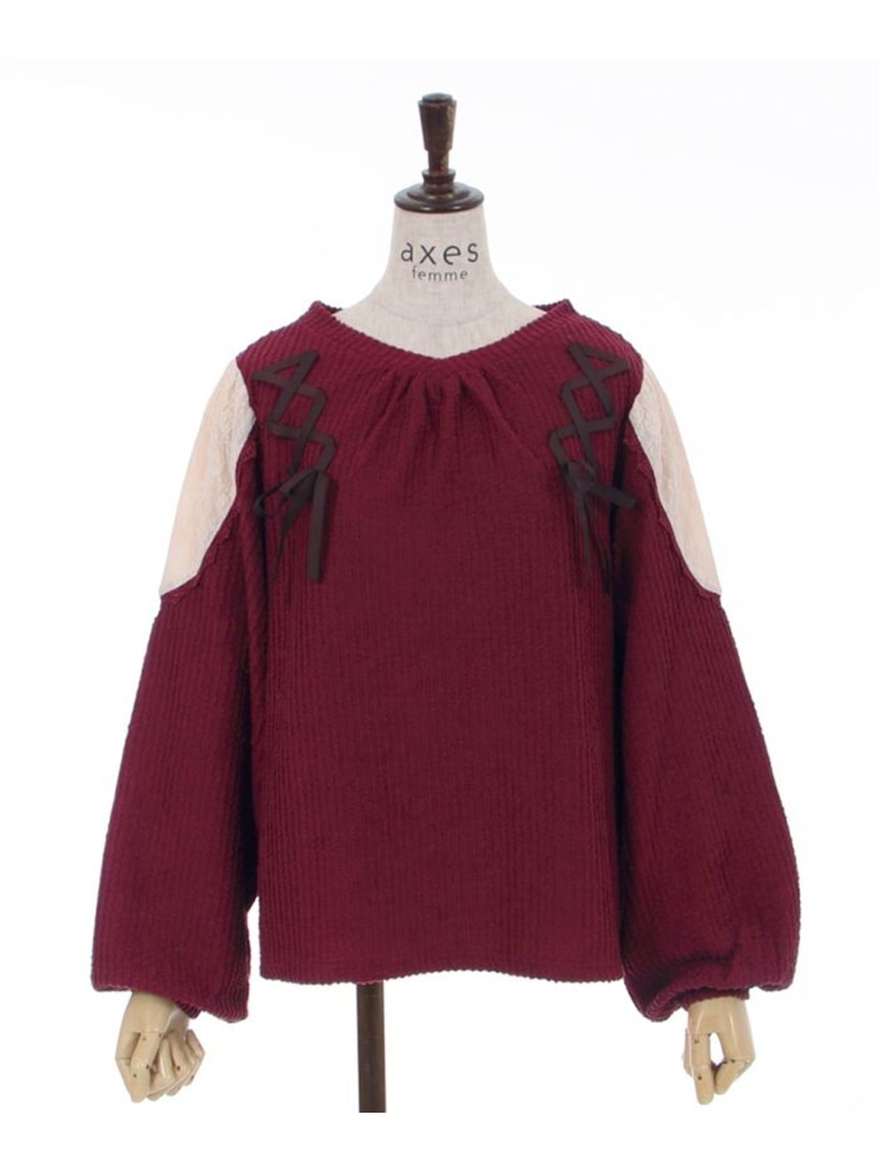 【楽天市場】【SALE／33%OFF】レースアップカットPO axes femme アクシーズファム トップス カットソー・Tシャツ グリーン レッド ベージュ ホワイト【RBA_E ...