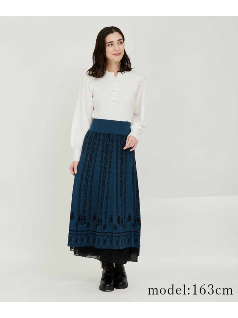 【楽天市場】【SALE／33%OFF】オーナメントJQニットJK axes femme アクシーズファム スカート ロング・マキシスカート ベージュ ブルー ブラック【RBA_E ...