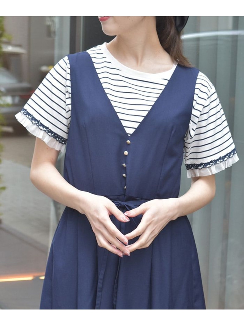 【楽天市場】レース*チュール袖Tシャツ axes femme アクシーズファム トップス カットソー・Tシャツ ベージュ[Rakuten Fashion]：axes femme