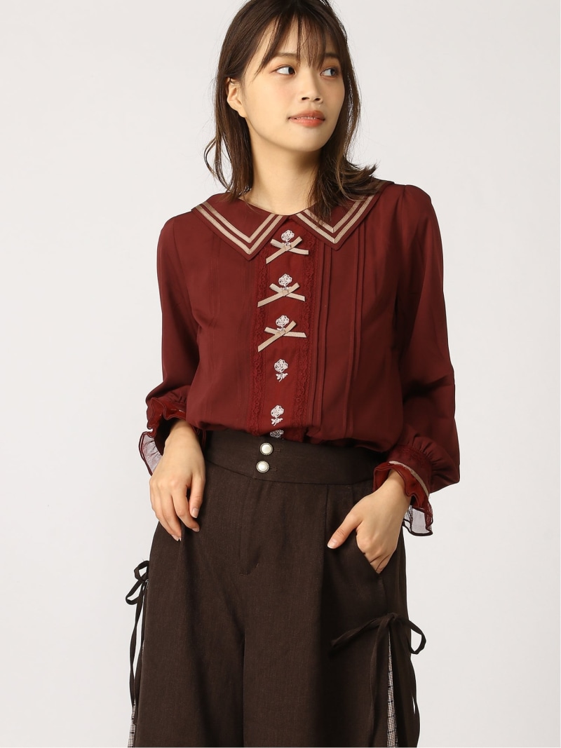 【楽天市場】【SALE／50%OFF】(W)ローズプチリボンブラウス axes femme アクシーズファム トップス シャツ・ブラウス ベージュ ブラック レッド【RBA_E ...