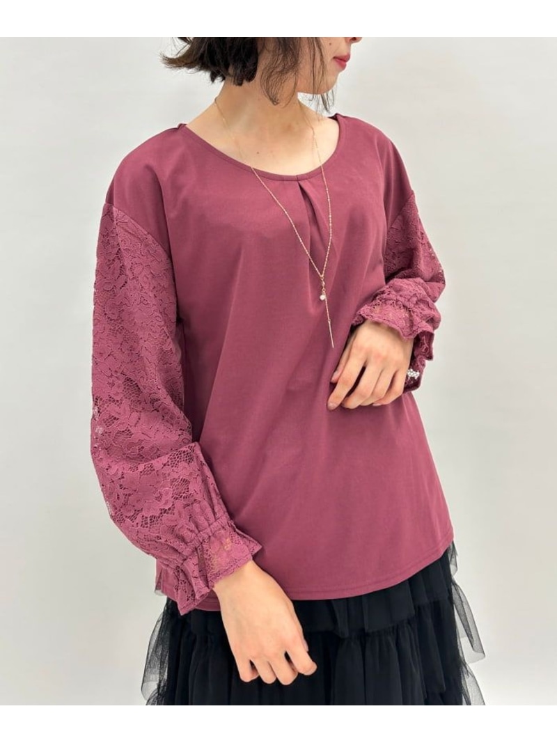 【楽天市場】【SALE／33%OFF】ネックレス付袖レースプルオーバー axes femme アクシーズファム トップス カットソー・Tシャツ ブラック ブルー ピンク【RBA_E ...