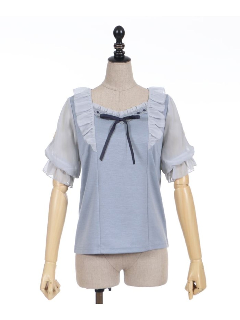 【楽天市場】【SALE／20%OFF】ヒマワリ刺繍フリルカットPO axes femme POETIQUE アクシーズファム トップス カットソー・Tシャツ ブルー ホワイト ブラック【RBA ...