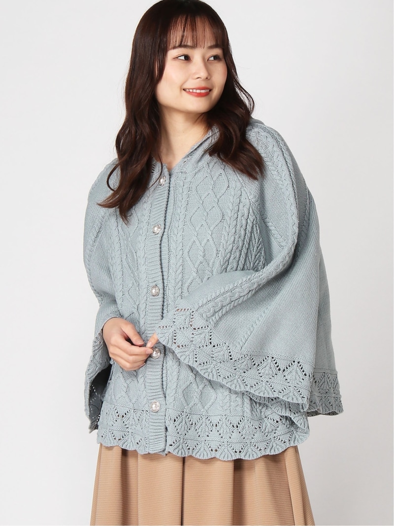 【楽天市場】【SALE／33%OFF】(W)ケーブルニットポンチョ axes femme アクシーズファム ジャケット・アウター ポンチョ ピンク ベージュ ブルー【RBA_E ...