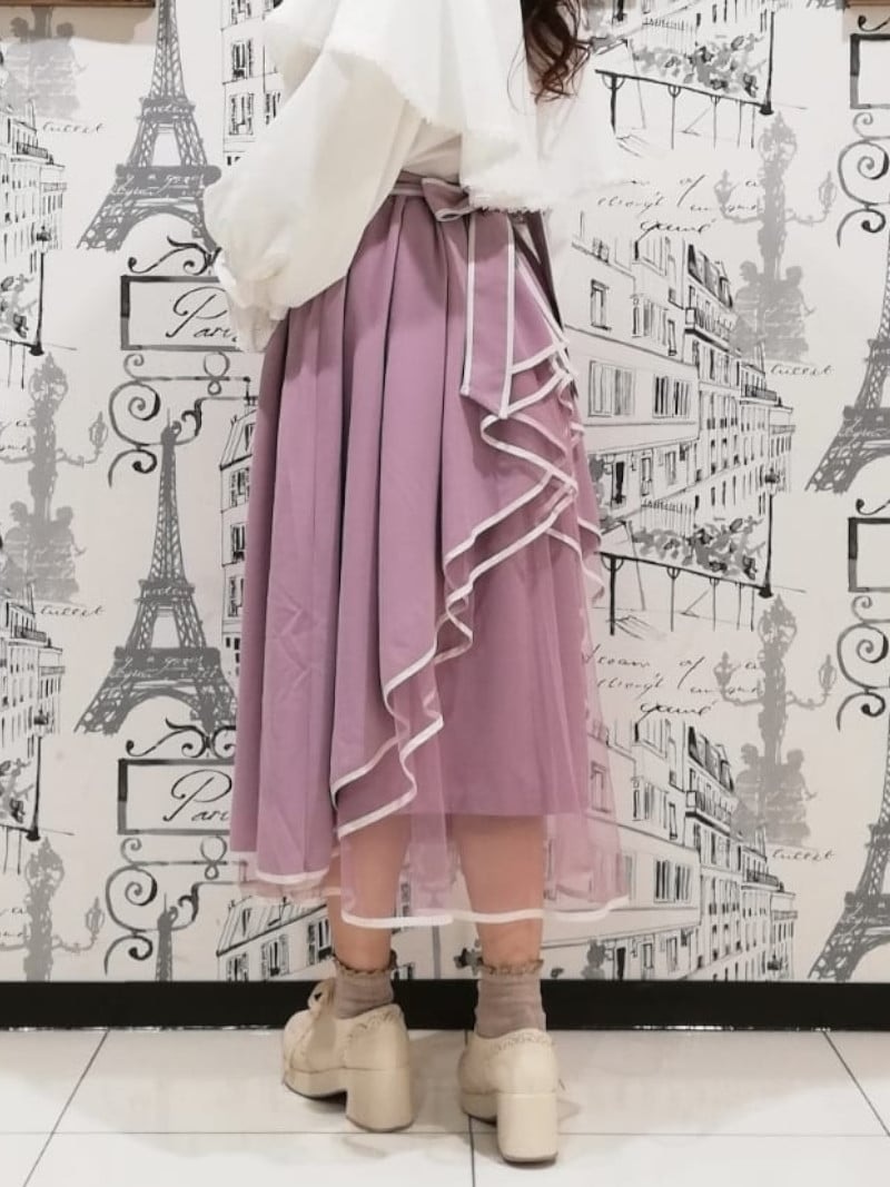 【楽天市場】【SALE／50%OFF】(W)パイピングバックフリルSK axes femme アクシーズファム スカート その他のスカート ピンク ベージュ ネイビー【RBA_E ...