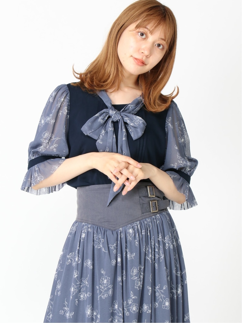 【楽天市場】【SALE／61%OFF】(W)花柄ボリュームリボン付きBL axes femme アクシーズファム トップス シャツ・ブラウス ブラック ブルー ホワイト【RBA_E ...