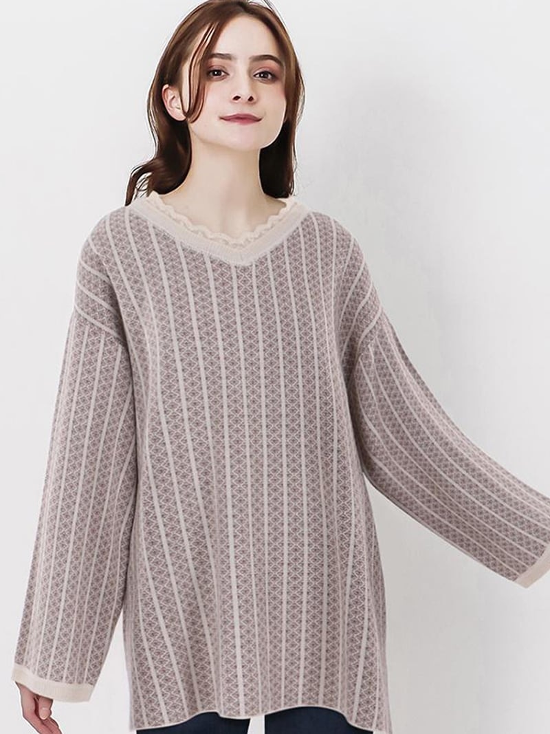 【楽天市場】【SALE／33%OFF】(W)ジャカード柄ニットPO axes femme アクシーズファム トップス ニット ベージュ ブラック【RBA_E】[Rakuten Fashion ...