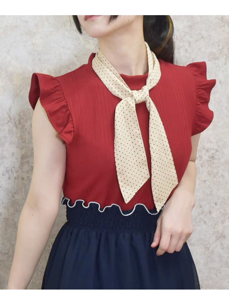 【楽天市場】【SALE／33%OFF】スカーフ付ノースリプルオーバー axes femme アクシーズファム トップス カットソー・Tシャツ ネイビー ホワイト レッド【RBA_E ...