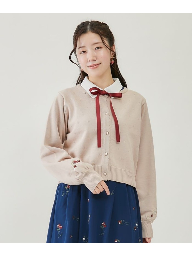 【楽天市場】【SALE／33%OFF】苺刺繍ニットカーディガン axes femme アクシーズファム トップス カーディガン ピンク ホワイト ネイビー【RBA_E】[Rakuten ...