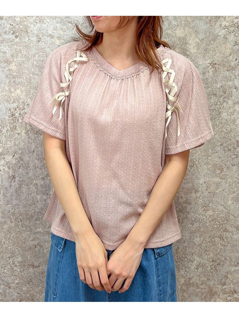 【楽天市場】【SALE／33%OFF】レースアッププルオーバー axes femme アクシーズファム トップス カットソー・Tシャツ ピンク ホワイト ブルー グレー【RBA_E ...