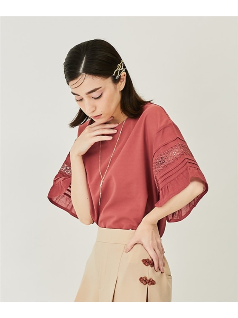 【楽天市場】【SALE／33%OFF】レース*コットン袖カットPO axes femme アクシーズファム トップス カットソー・Tシャツ レッド ネイビー ホワイト【RBA_E ...