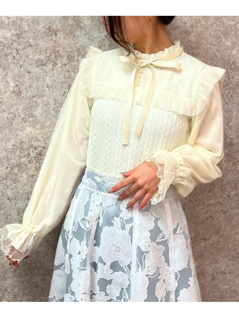 【楽天市場】【SALE／28%OFF】リボン付き切替プルオーバー axes femme アクシーズファム トップス カットソー・Tシャツ ホワイト ネイビー グリーン【RBA_E ...