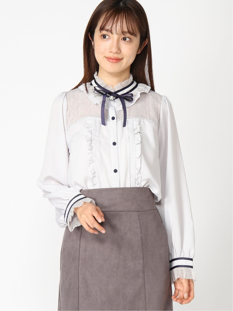 【楽天市場】【SALE／18%OFF】(W)スノークリスタルブローチBL axes femme アクシーズファム トップス シャツ・ブラウス ブラック グレー ホワイト【RBA_E】【送料無料 ...