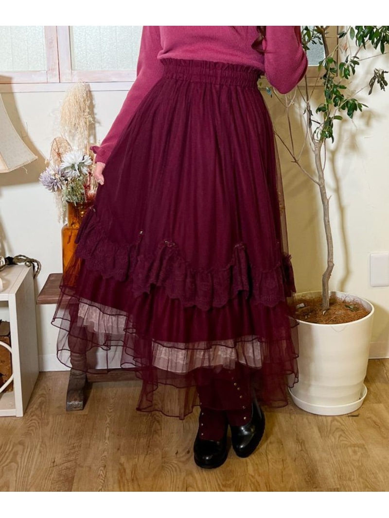 【楽天市場】【SALE／50%OFF】薔薇付ドレープチュールスカート axes femme アクシーズファム スカート その他のスカート グレー ネイビー レッド【RBA_E】[Rakuten ...