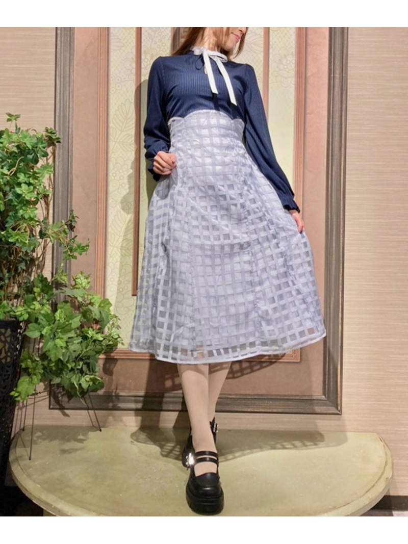 【楽天市場】【SALE／50%OFF】シアーチェックドッキングOP axes femme アクシーズファム ワンピース・ドレス ワンピース ブルー ネイビー ブラック【RBA_E ...