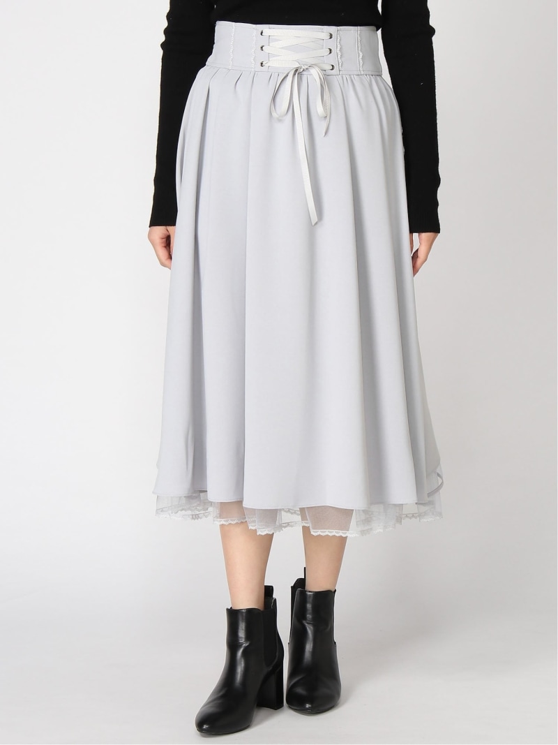 【楽天市場】【SALE／50%OFF】(W)バックフリルレースアップSK axes femme アクシーズファム スカート その他のスカート ブラック ピンク グレー【RBA_E ...
