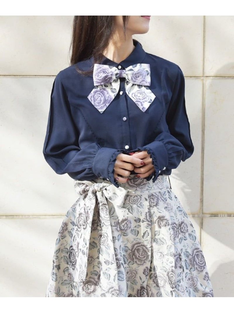 【楽天市場】【SALE／11%OFF】ジャカードリボン付ブラウス axes femme アクシーズファム トップス シャツ・ブラウス ネイビー ホワイト ピンク【RBA_E】【送料無料 ...