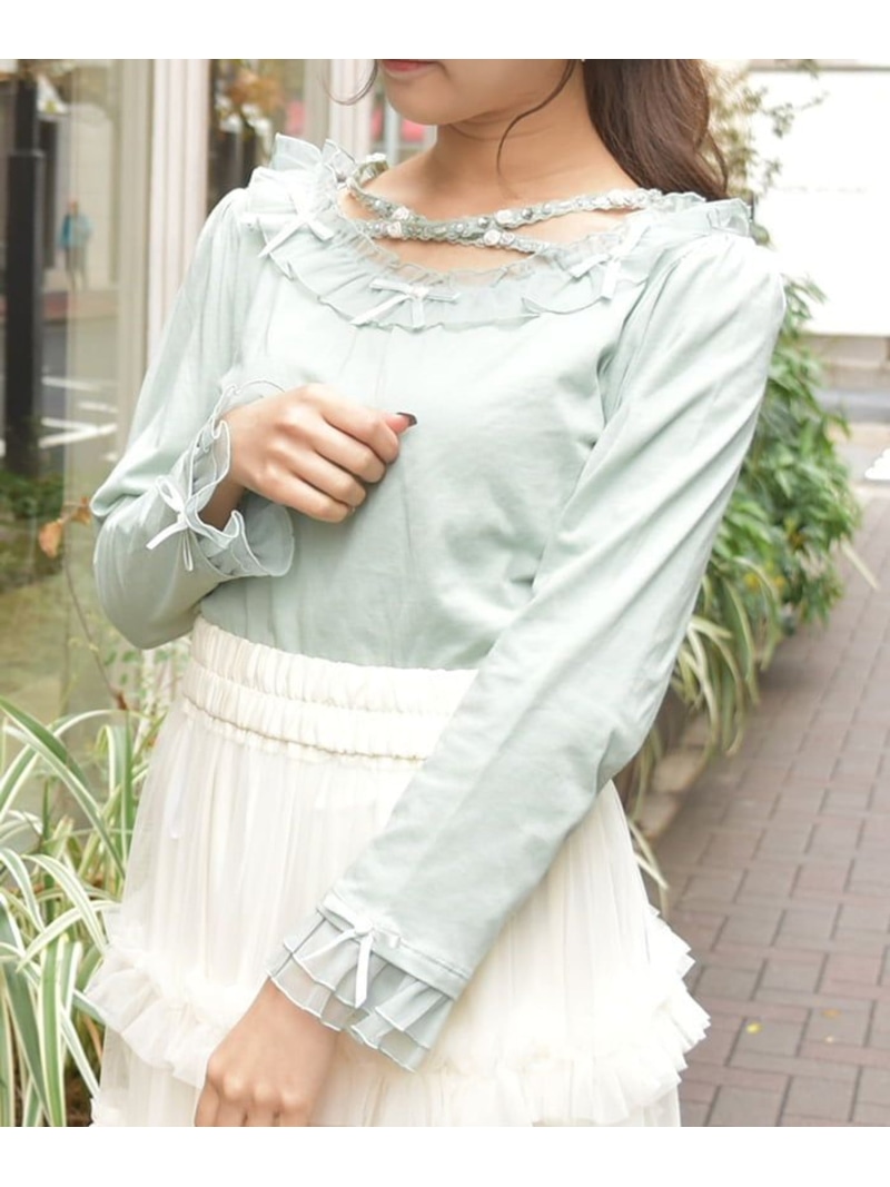 【楽天市場】バラストラップフリルインナー axes femme アクシーズファム トップス カットソー・Tシャツ ブラック ピンク グリーン ホワイト【送料無料】[Rakuten ...