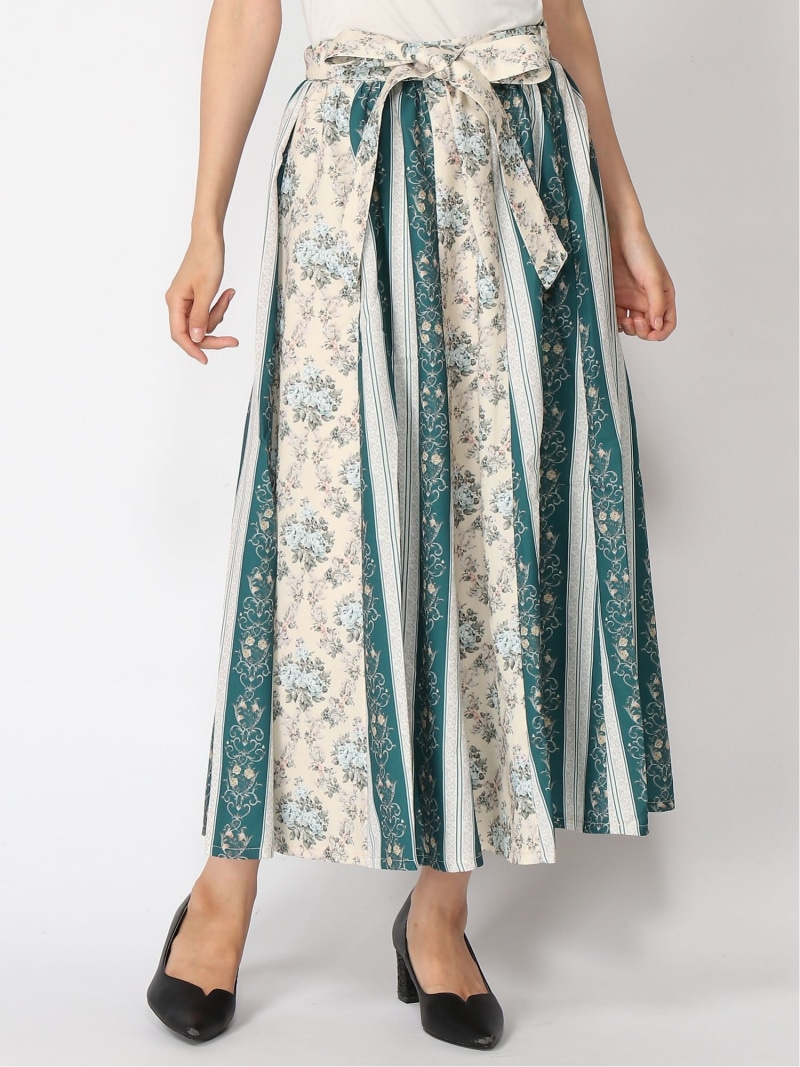 【楽天市場】【SALE／50%OFF】(W)オーナメント×花柄切替SK axes femme アクシーズファム スカート その他のスカート ネイビー グリーン ブラウン【RBA_E ...