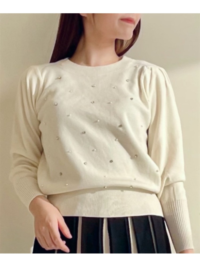 【楽天市場】【SALE／28%OFF】ビジューニットプルオーバー axes femme アクシーズファム トップス ニット ホワイト ブラック グレー【RBA_E】[Rakuten ...