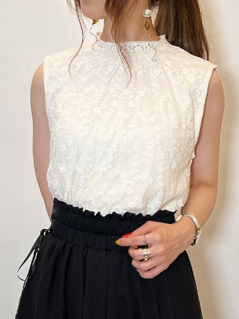 【楽天市場】【SALE／71%OFF】チュール刺繍ノースリPO axes femme アクシーズファム トップス カットソー・Tシャツ ブラック ピンク ホワイト【RBA_E】[Rakuten ...