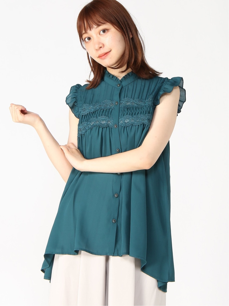 【楽天市場】【SALE／54%OFF】(W)プリーツ×レースロングBL axes femme アクシーズファム トップス シャツ・ブラウス ホワイト ブラック グリーン【RBA_E ...