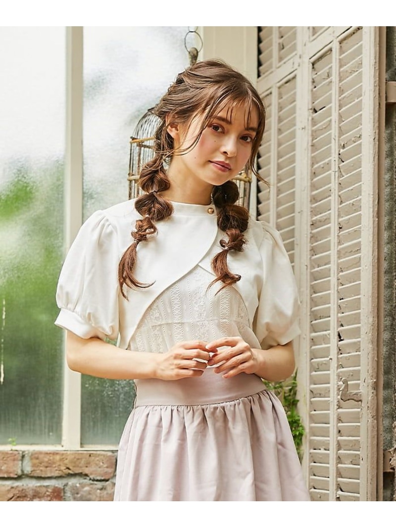 【楽天市場】【SALE／60%OFF】カットボレロ付ノースリプルオーバー axes femme POETIQUE アクシーズファム トップス カットソー・Tシャツ ホワイト ブラック グリーン ...