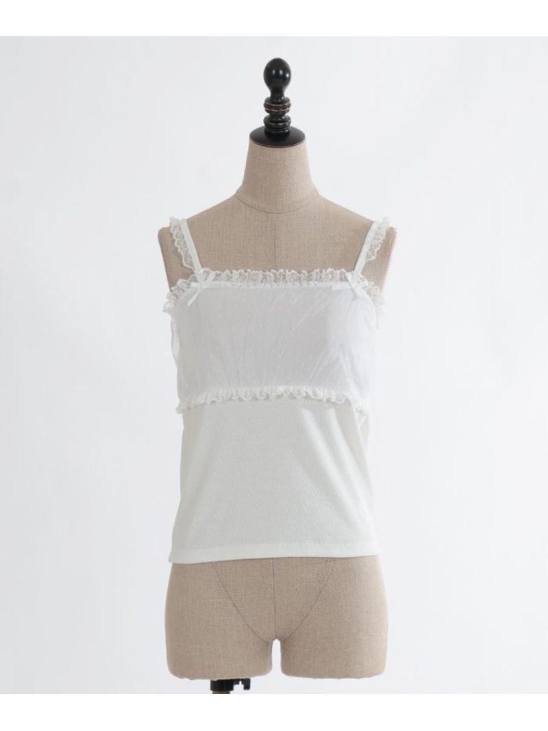 【楽天市場】【SALE／28%OFF】チュール*レースフリルキャミ axes femme POETIQUE アクシーズファム トップス キャミソール ホワイト ブラック【RBA_E ...