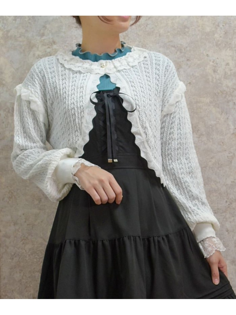 【楽天市場】【SALE／33%OFF】レースフリルショートボレロ axes femme アクシーズファム トップス カーディガン ホワイト ブラック ピンク【RBA_E】[Rakuten ...