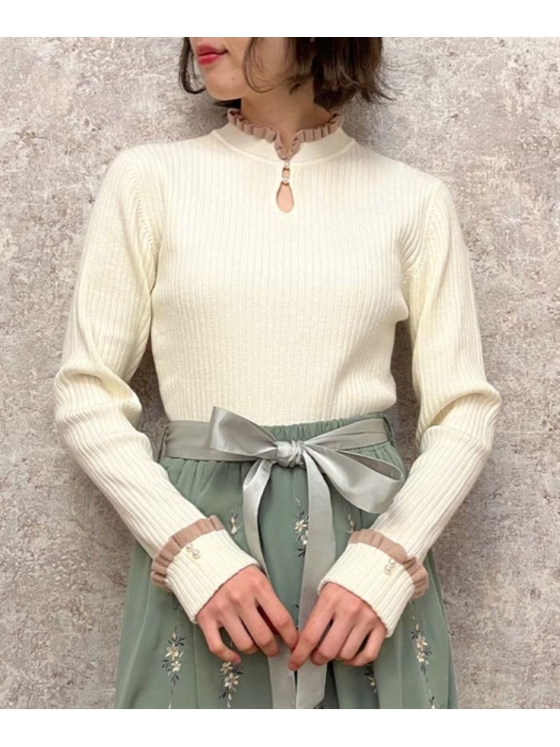 【楽天市場】【SALE／57%OFF】バイカラーフリルニットプルオーバー axes femme アクシーズファム トップス ニット ブラック オレンジ ホワイト【RBA_E】[Rakuten ...