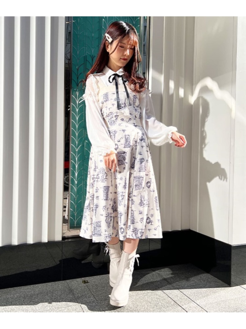 【楽天市場】【SALE／75%OFF】ジュイ風物語柄ワンピース axes femme POETIQUE アクシーズファム ワンピース・ドレス ワンピース グレー ブルー ホワイト【RBA_E ...