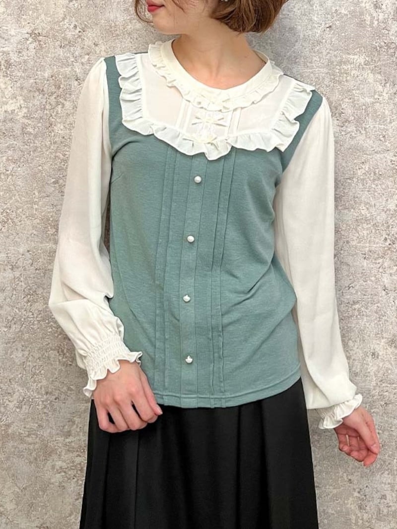 【楽天市場】【SALE／66%OFF】リボン付フリルプルオーバー axes femme アクシーズファム トップス カットソー・Tシャツ ブラウン ホワイト グリーン【RBA_E ...