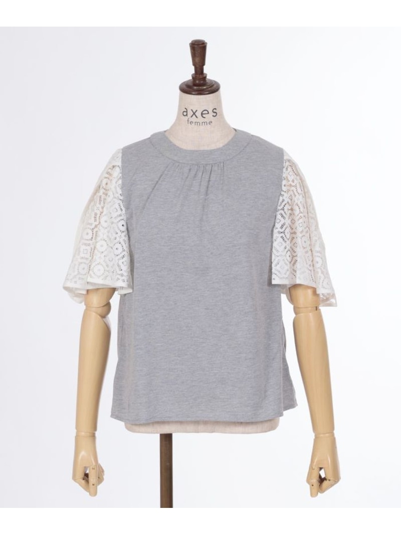 【楽天市場】【SALE／57%OFF】袖レース*カットプルオーバー axes femme アクシーズファム トップス カットソー・Tシャツ グレー ブラック ホワイト【RBA_E ...