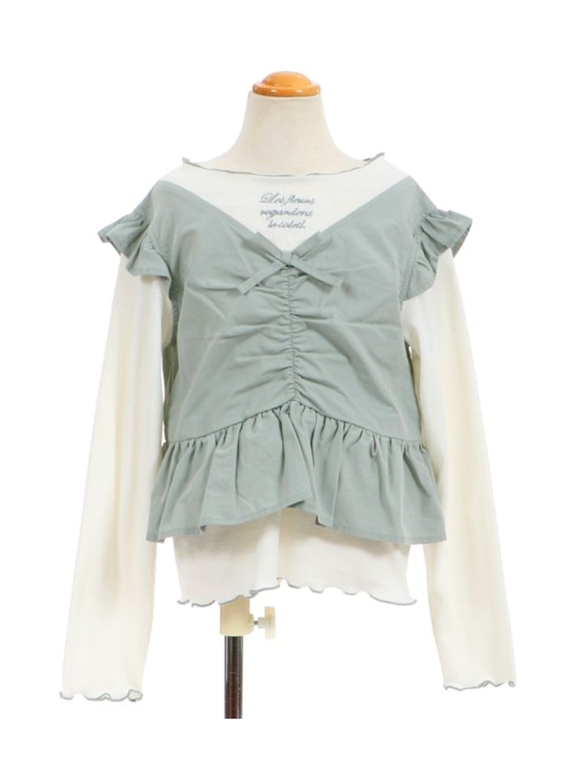 【楽天市場】【SALE／33%OFF】フリルビスチェ重ね着風PO axes femme kids アクシーズファム トップス カットソー・Tシャツ パープル グリーン【RBA_E ...