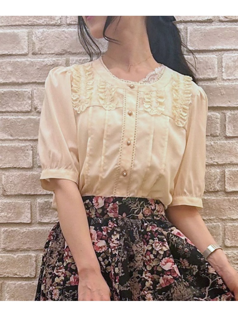 【楽天市場】【SALE／71%OFF】レースフリルヨークブラウス axes femme アクシーズファム トップス シャツ・ブラウス ホワイト ブラック【RBA_E】[Rakuten ...