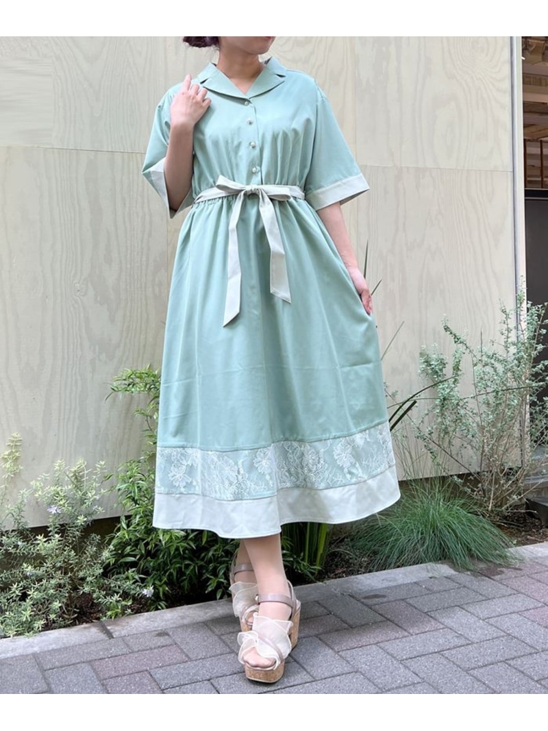 【楽天市場】【SALE／45%OFF】レース切替配色シャツOP axes femme アクシーズファム ワンピース・ドレス ワンピース ブルー グリーン オレンジ【RBA_E】[Rakuten ...