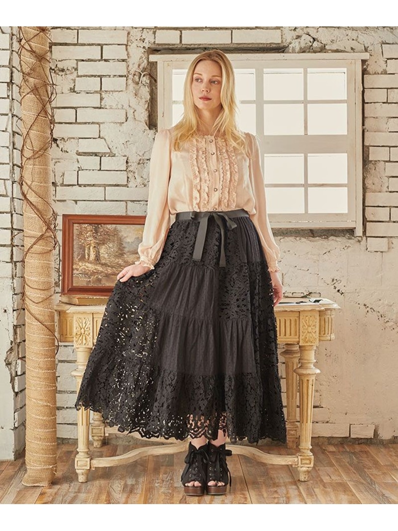 【楽天市場】【SALE／81%OFF】総レースパッチワークSK axes femme アクシーズファム スカート ロング・マキシスカート ブルー ブラック【RBA_E】[Rakuten ...