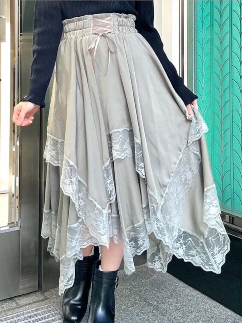 【楽天市場】【SALE／71%OFF】VTG風サテンイレヘムSK axes femme アクシーズファム スカート ロング・マキシスカート ブラック カーキグリーン グレー【RBA_E ...